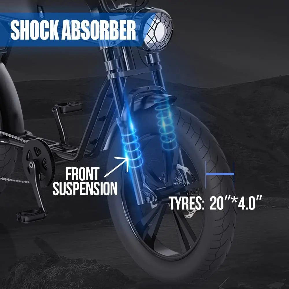 HKM-792915 48V 16Ah Electric Fat Tire Bike with 250W Motor, 7-Speed ...